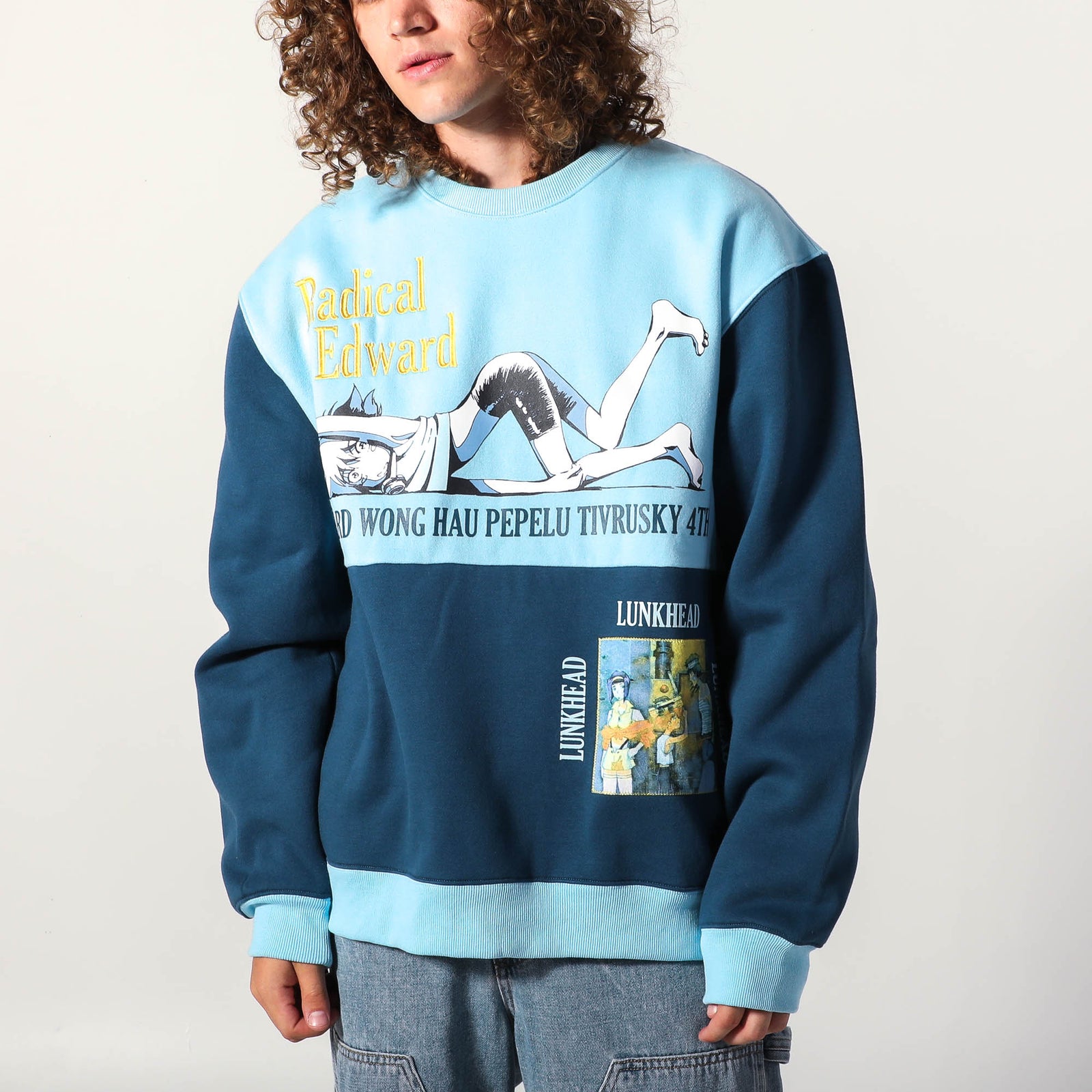 Cowboy Bebop Radical Edward and Ein Patchwork Panel Crew Neck ...