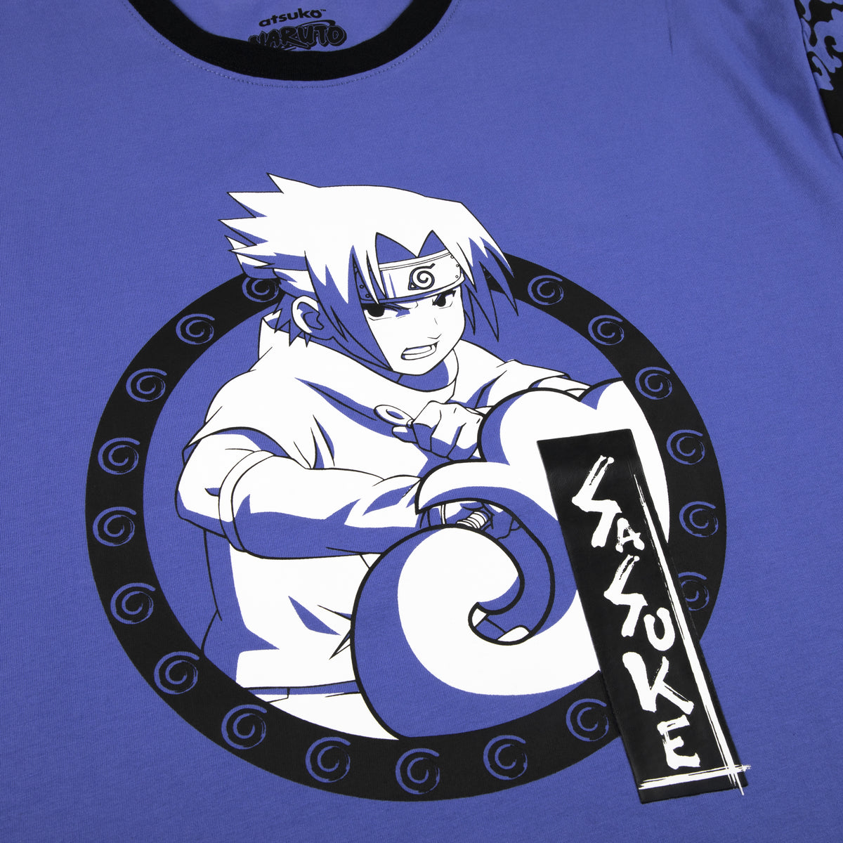 Naruto Sasuke Pattern Sleeve Purple Tee | Official Apparel ...